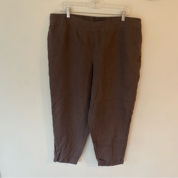 Eileen Fisher | Pants & Jumpsuits | Eileen Fisher Brown 0 Linen Tapered Ankle Pants Size Xl ...